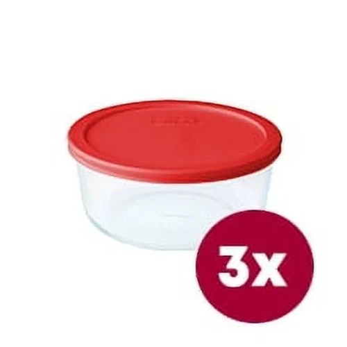 Pyrex Simply Store 2-Cup Glass Food Storage Container, Round, Set Of 3 ...