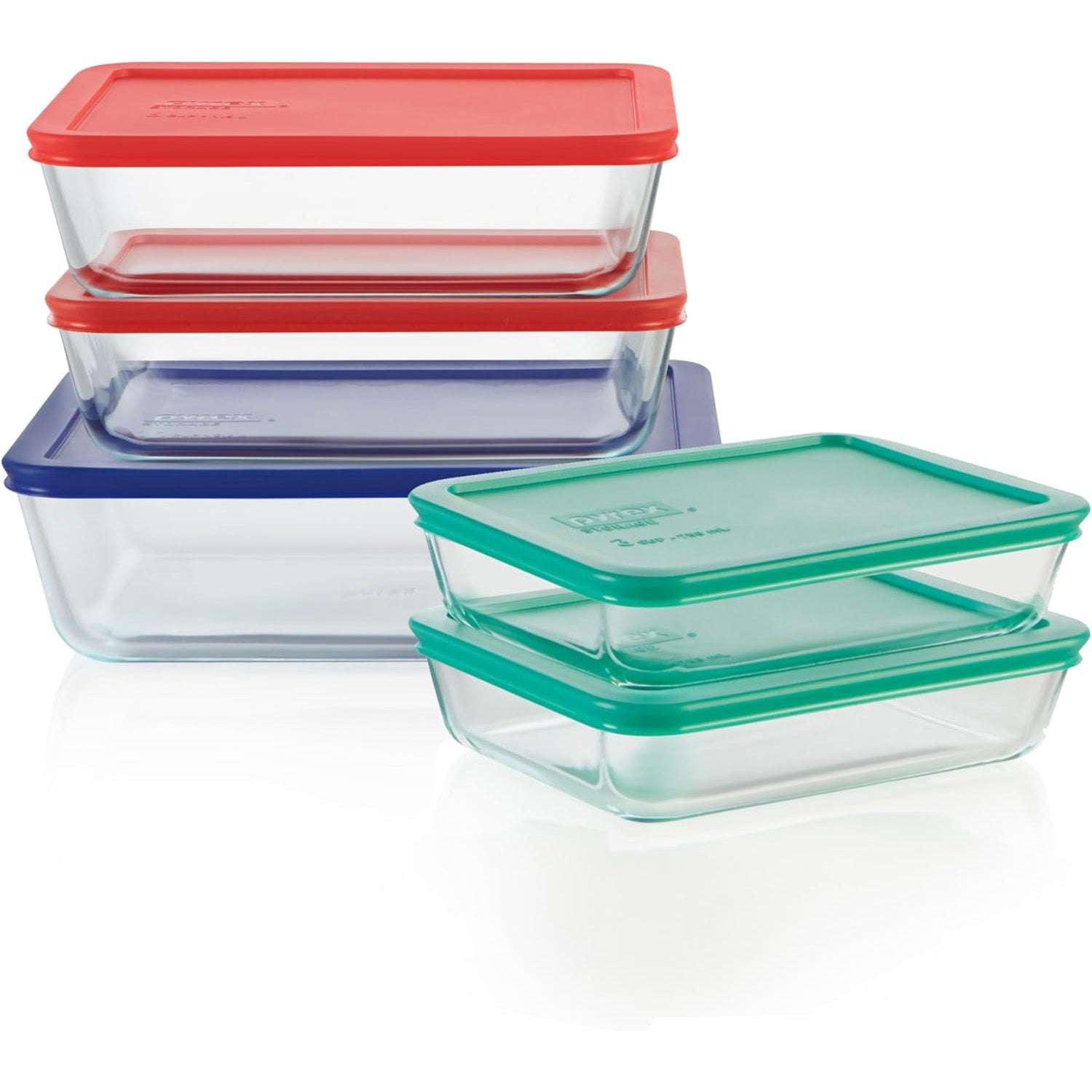 Pyrex Simply Store 5-Pack (3,6 & 11-Cup) Mixed Sized Glass Food Storage ...