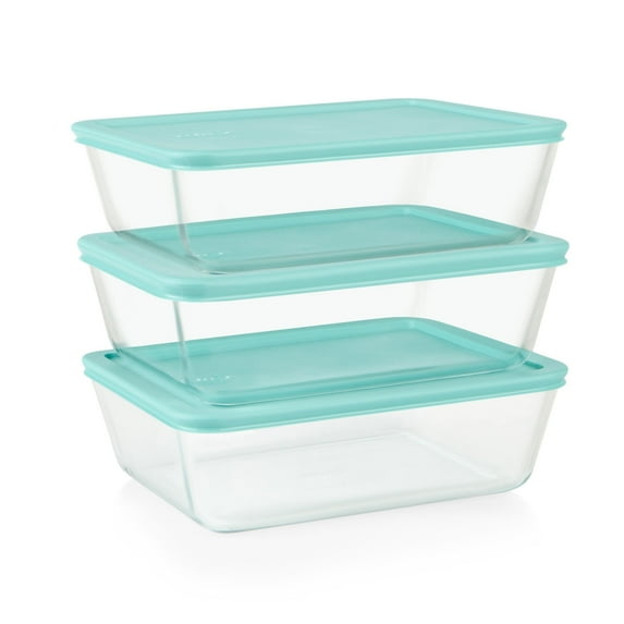 Pyrex Large Airtight Nesting 6-Piece Glass Food Storage Container Set ...