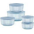 Pyrex 10-Piece Blue Round Glass Containers - Oven Safe Food Storage Set ...