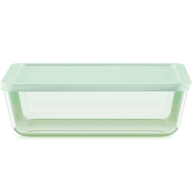 Pyrex 11-Cup Large Glass Storage Container with Airtight Lid, Green ...