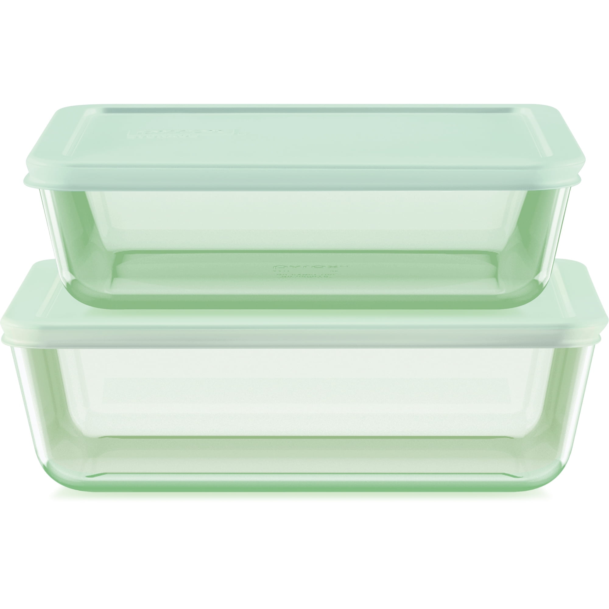 Pyrex Storage Containers Green 4-Piece Rectangular Glass Set with ...