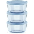 Pyrex 6-Piece Round Glass Storage Set, Blue, 2-Cup Containers with ...