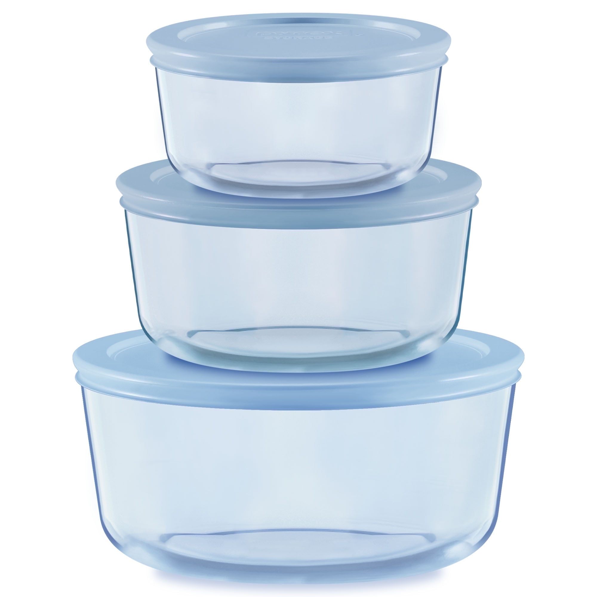 Pyrex Simply Store Tinted 6-Piece Round Glass Storage Set with 2c/4c/7c ...