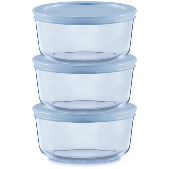 Pyrex Simply Store 6pc Round Storage Set Blue Lids - Walmart.com