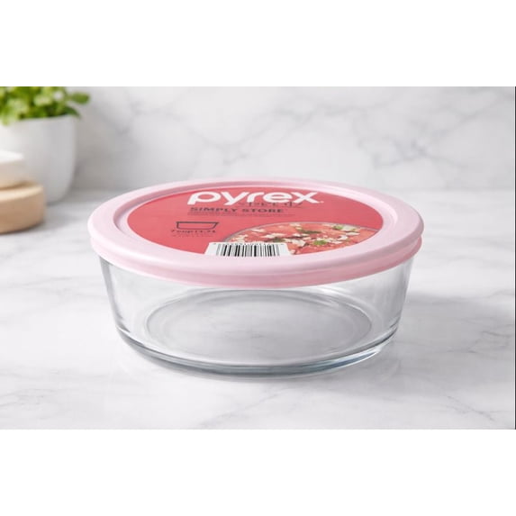 Pyrex Simply Store Tinted Glass 7-Cup Round Storage Container with Lid ...