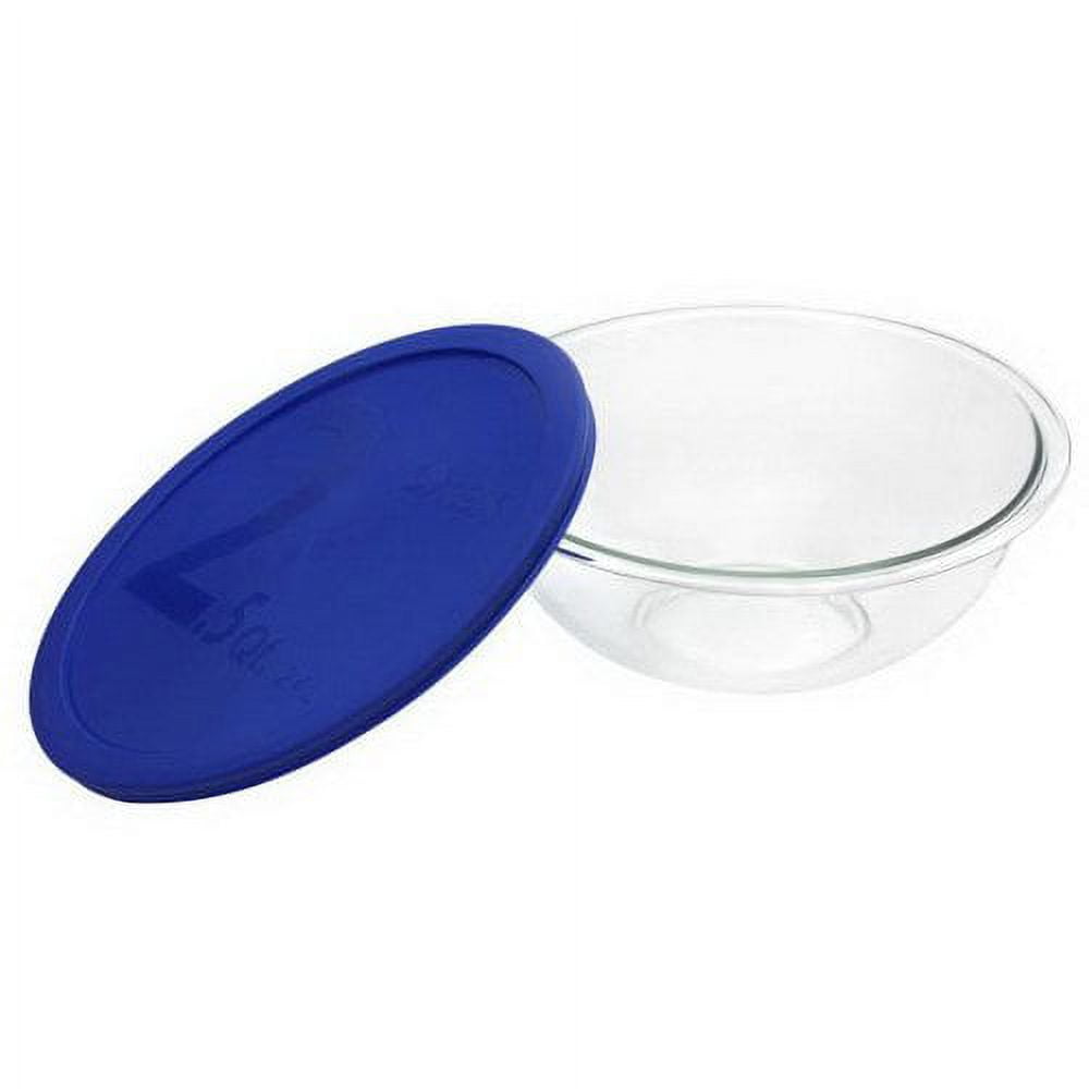Pyrex Smart Essentials 2.5 Qt Mixing Bowl with Blue Plastic Cover (Pack ...