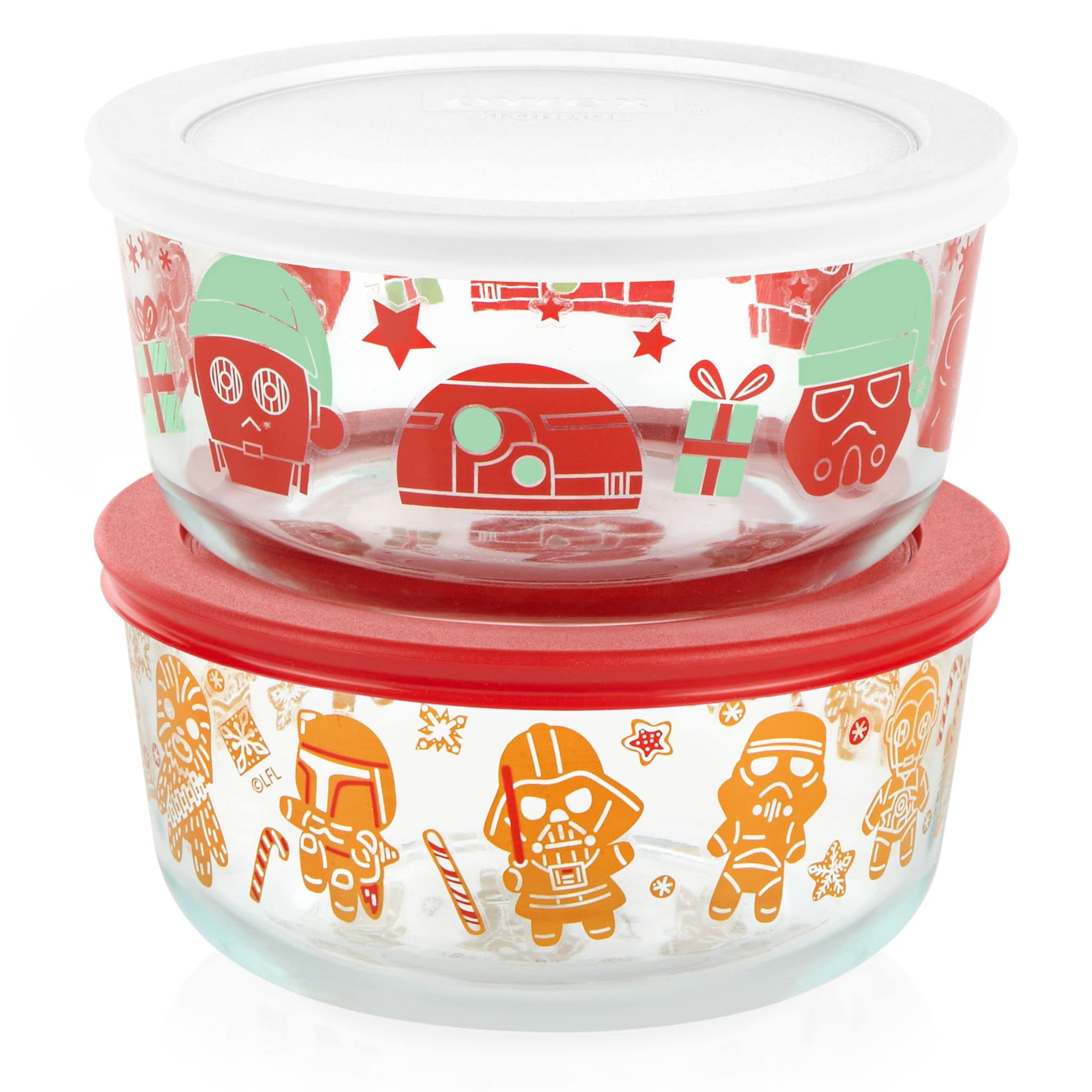 Pyrex Star Wars 8-piece Round Decorated Glass Storage Holiday Set C57 ...