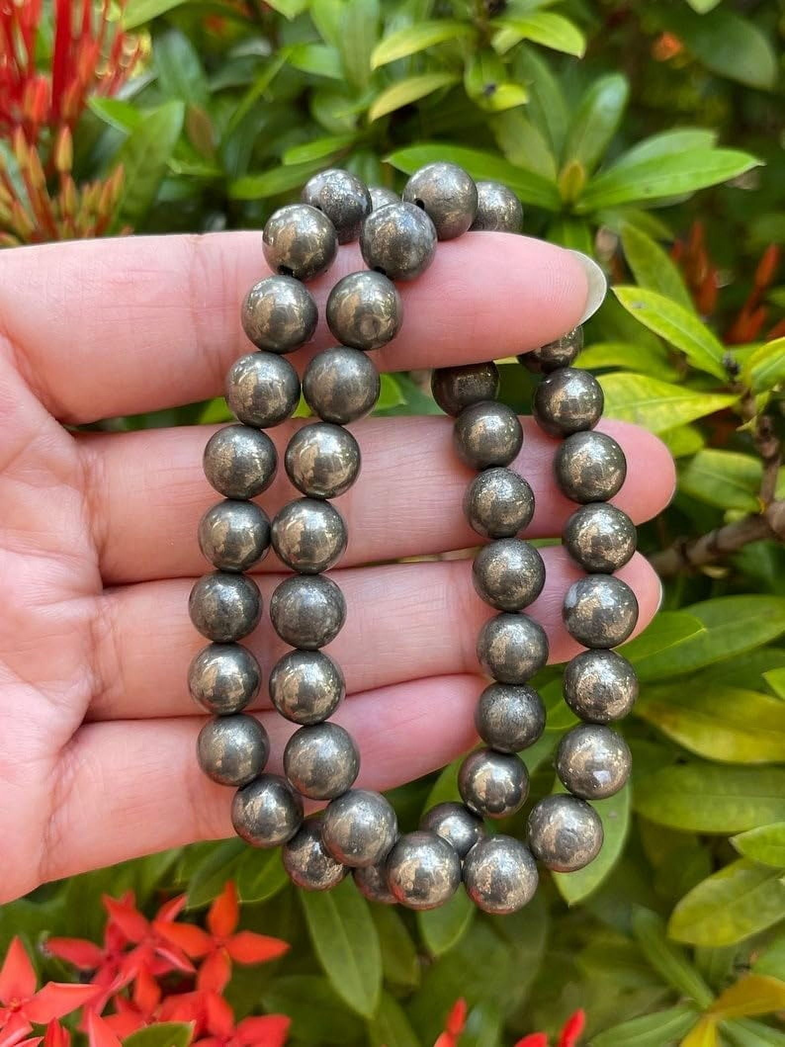 Pyrite Crystal Bead Bracelet 8mm, Genuine Pyrite Stretch Gemstone ...