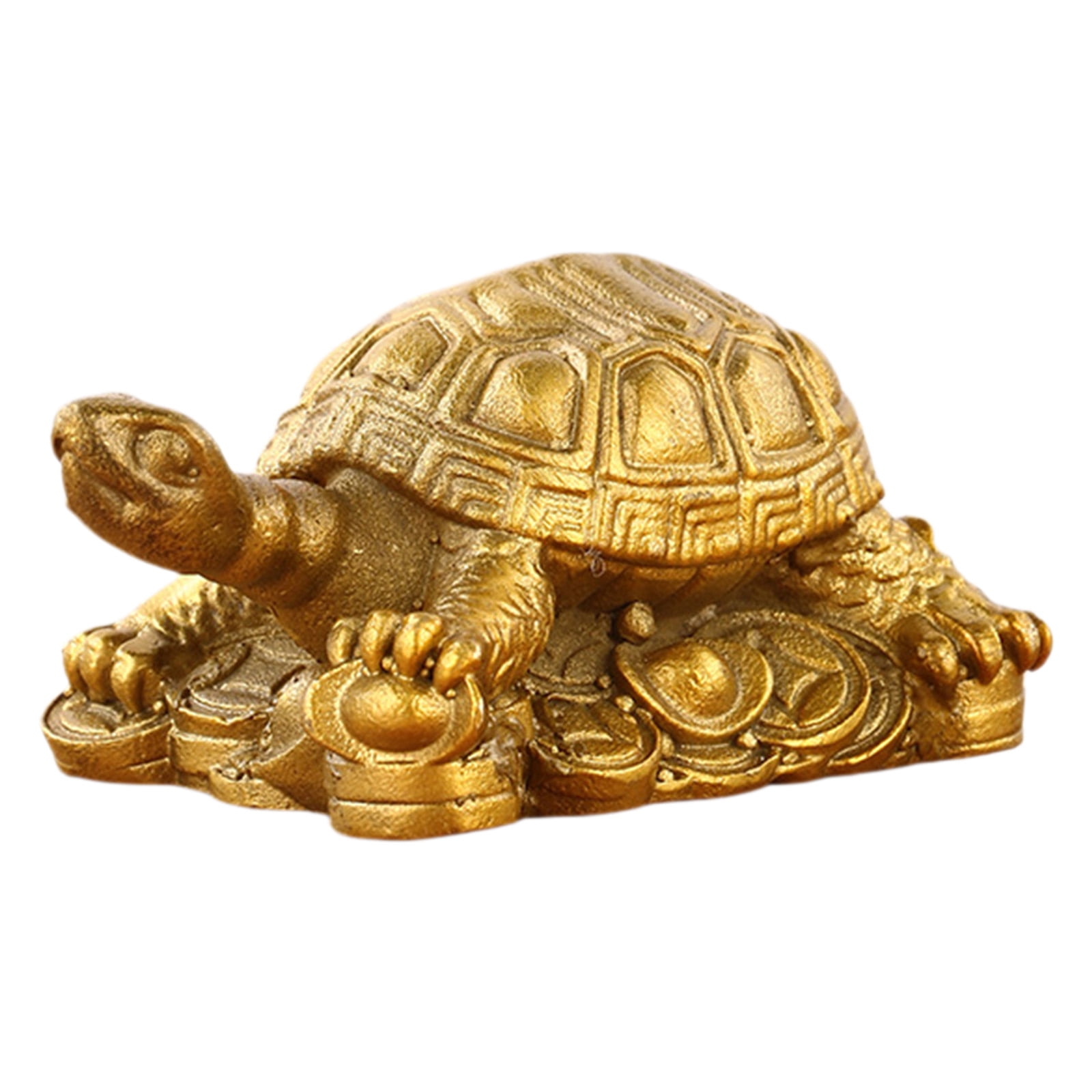 Pyrite Tortoise Figurine, Brass Turtle Statue for Feng Shui, Desk ...