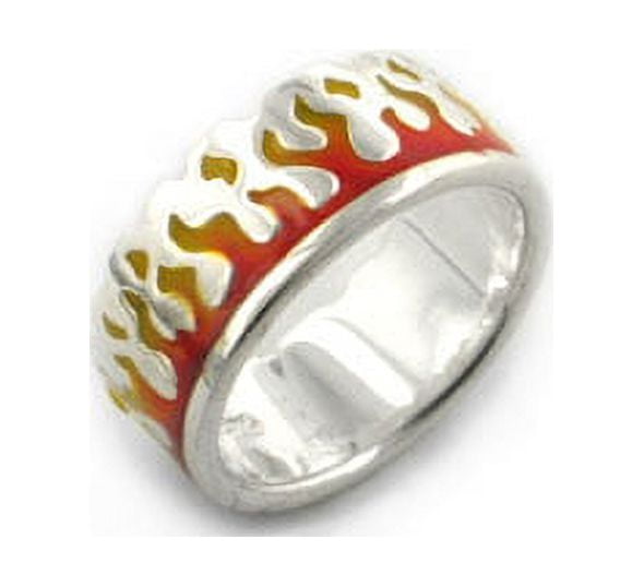 Pyro Firefighter's Ring of Flames Sterling Silver Burning Fire Band ...