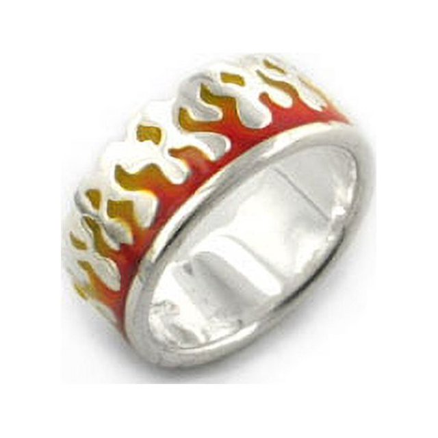 Pyro Firefighter's Ring of Flames Sterling Silver Burning Fire Band ...