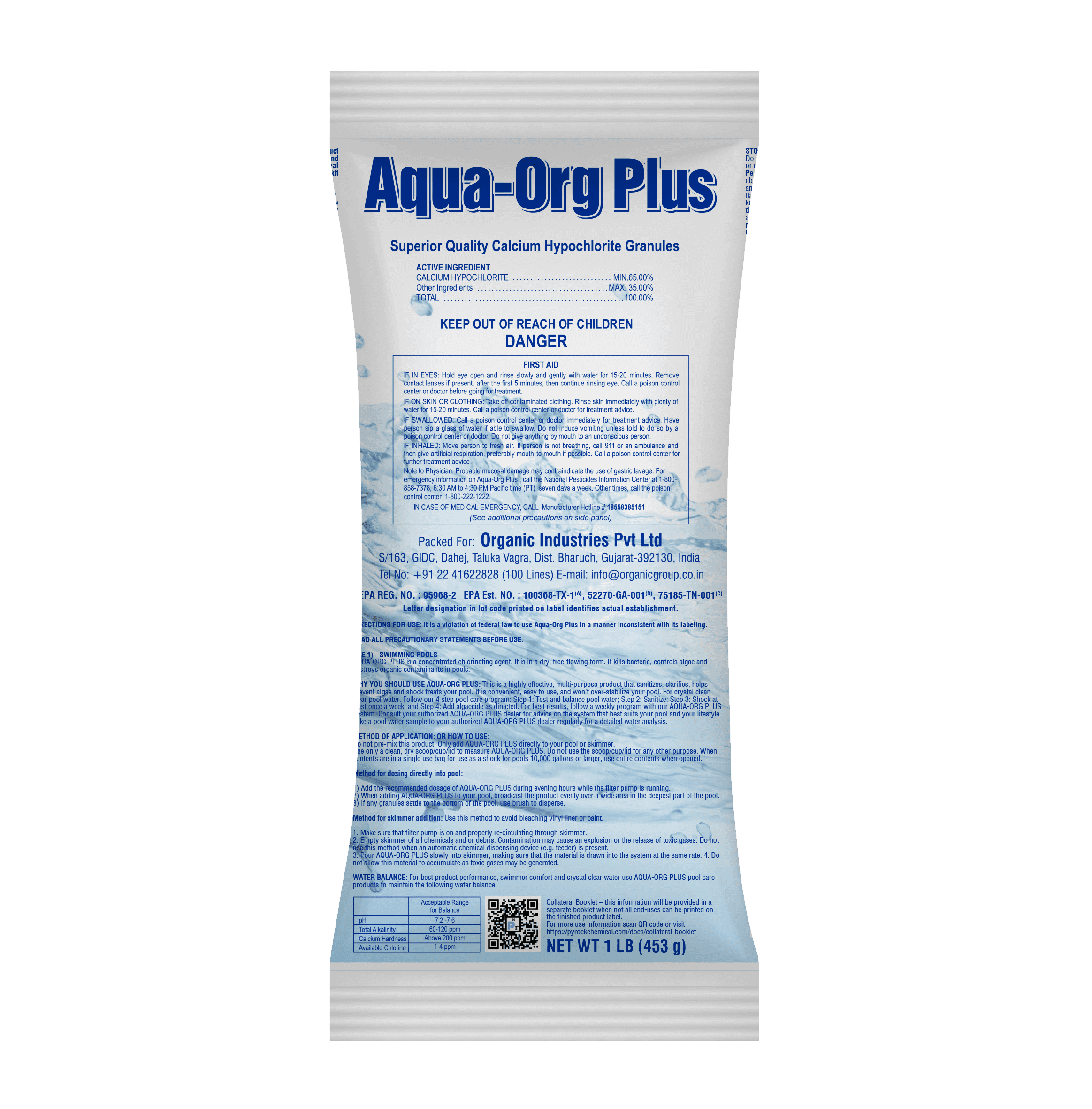 Pyrock Chemical Aqua Org Plus Calcium Hypochlorite Pool Chemicals, 1 lb ...