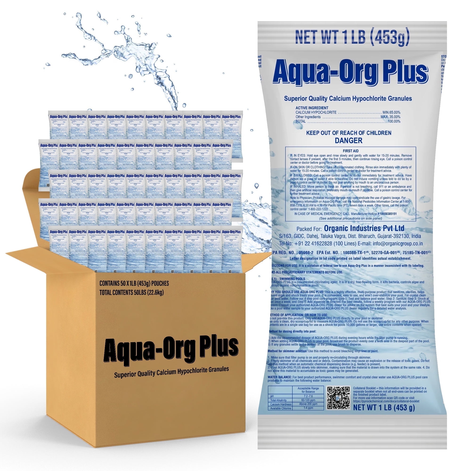 AQUA-ORG PLUS Cal Hypo Pool Shock - Chemical Algae Treatment & Chlorine ...