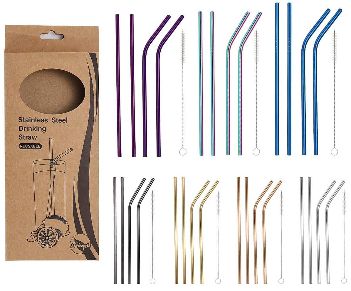 Pysona 4pc 304 stainless steel straw set Creative milk tea beverage ...