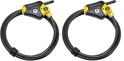 Python Adjustable Locking Cable ,Black and Yellow ,6' x 3/8 diameter(2 ...