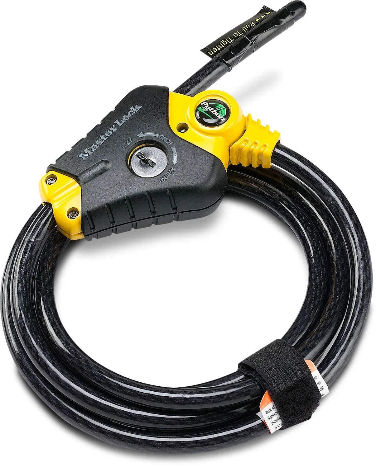 Python Adjustable Locking Cable Lock 6ft Black Yellow for Bikes Kayaks ...