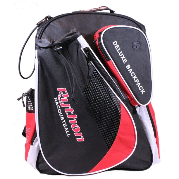 Python Deluxe "Backpack" Racquetball Bag Series (Black/Blue, Black/Red) Colors (Black/Red ...
