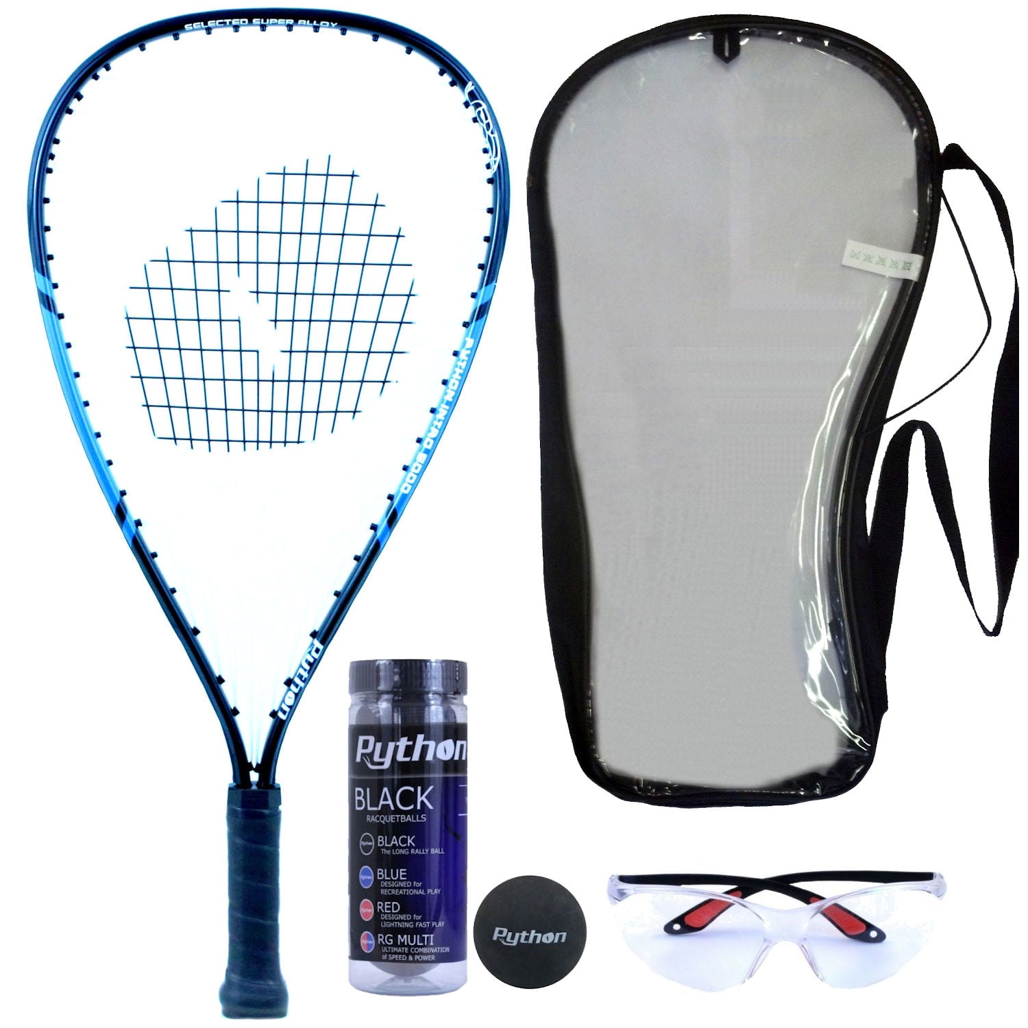 Python Racquetball Starter Kit with Intro 5000 Racquet, 2000 Eyeguards ...