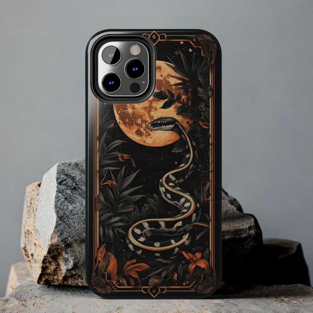 Python Snake Celestial Full Moon Phone Case with iPhone 17 to 11 Pro ...