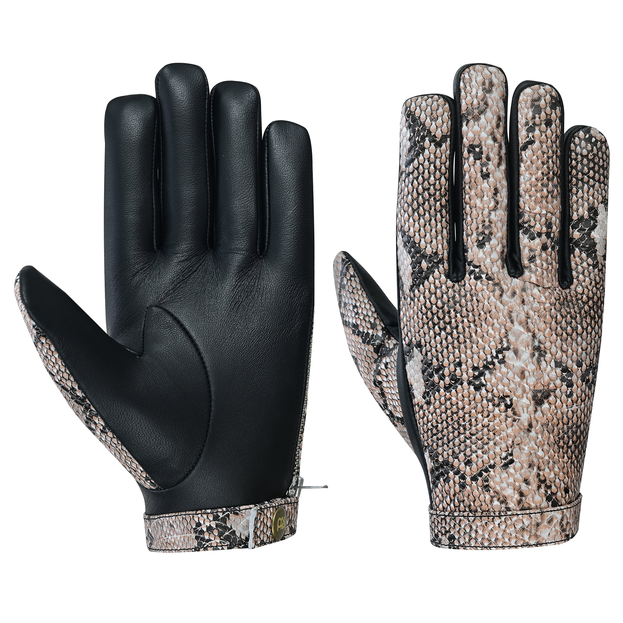 Python Snake Embossed Leather Driving Gloves Full Finger Car Driving ...