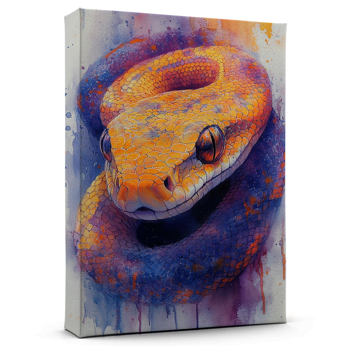Python Woma Canvas Art Animals, Colorful Python Woma Canvas Pictures Wall Watercolor Painting ...