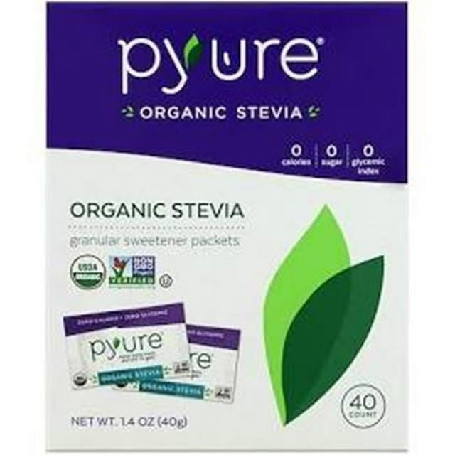 Pyure Organic Stevia Sweetener Packets, Granulated Sugar Substitute, 40 ...