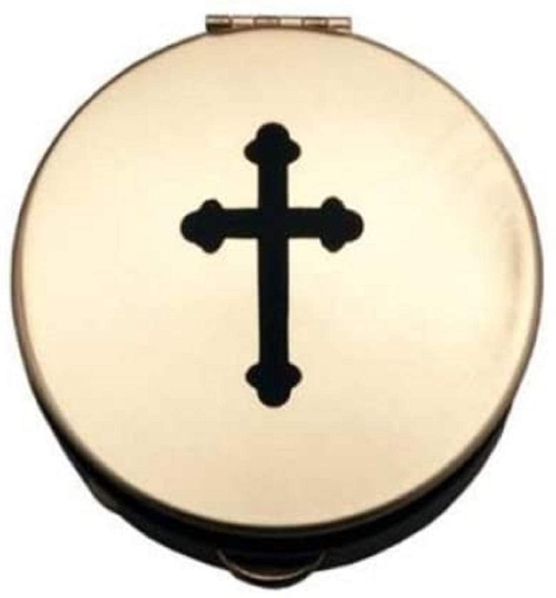 Pyx With Black Cross (PS161) - 1 1/2" Diameter, 1/2" Deep, Polished ...
