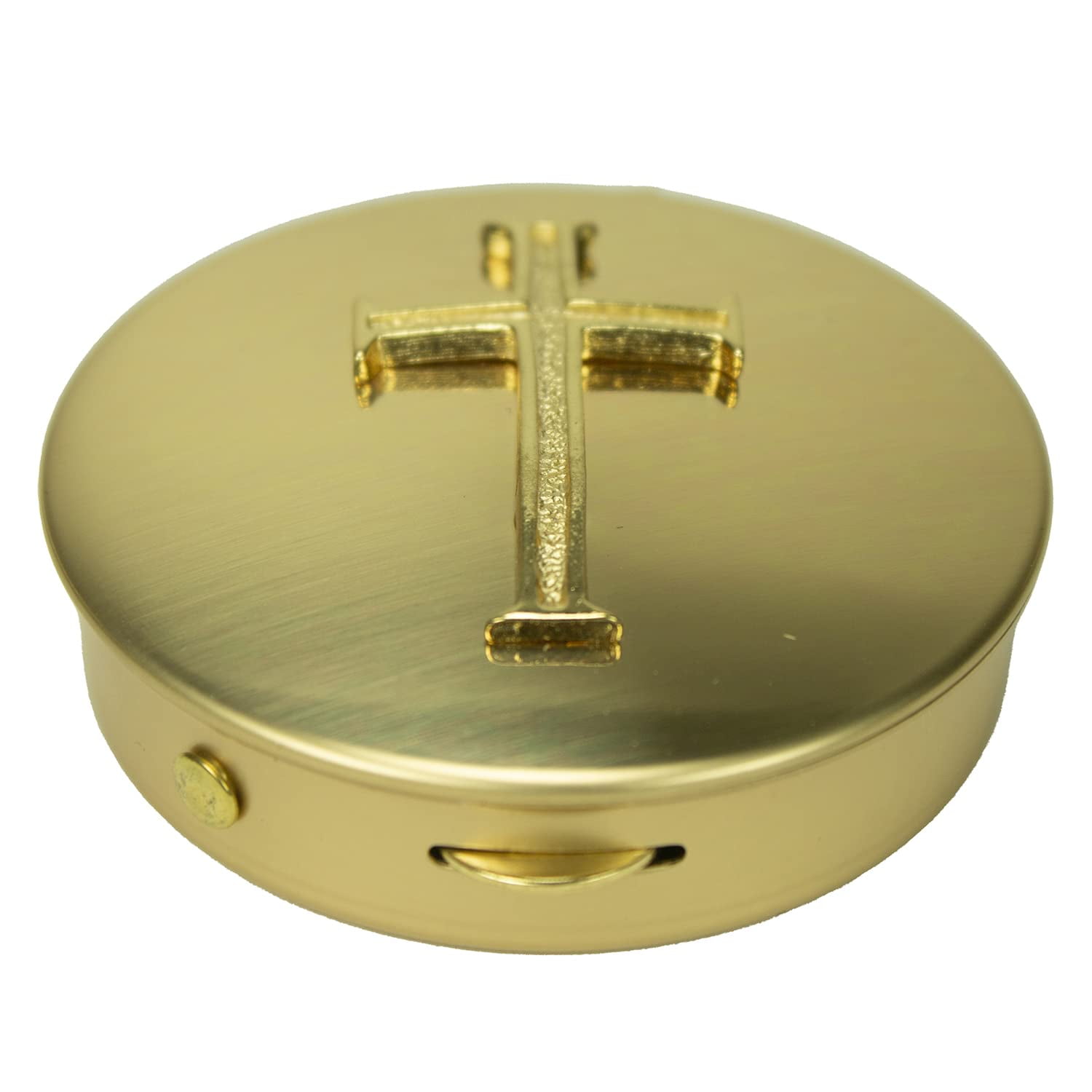 Pyx With Cross (PS202) - 2 1/8" Diameter, 1/2" Deep, Polished Brass ...