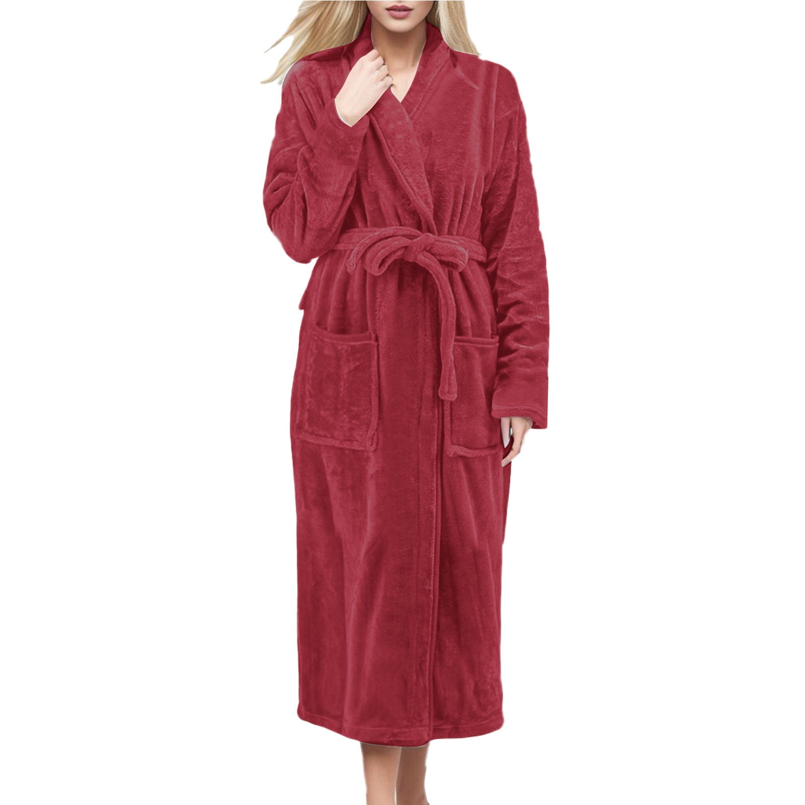 Pzocapte Bath Robes Female Pink Robe Women'S Bathrobe House Coat Long ...