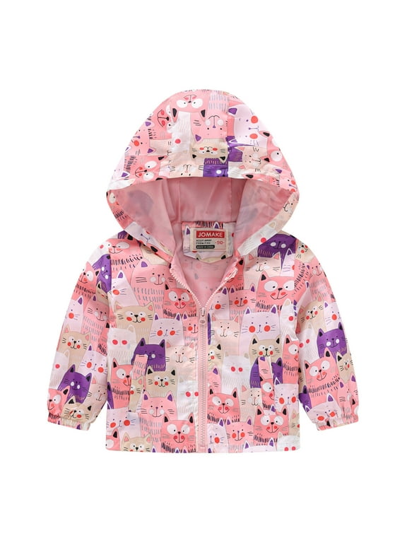ANINEO Toddler Boys Girls Casual Jackets Printing Cartoon Hooded Outerwear Zipper Coats Long ...