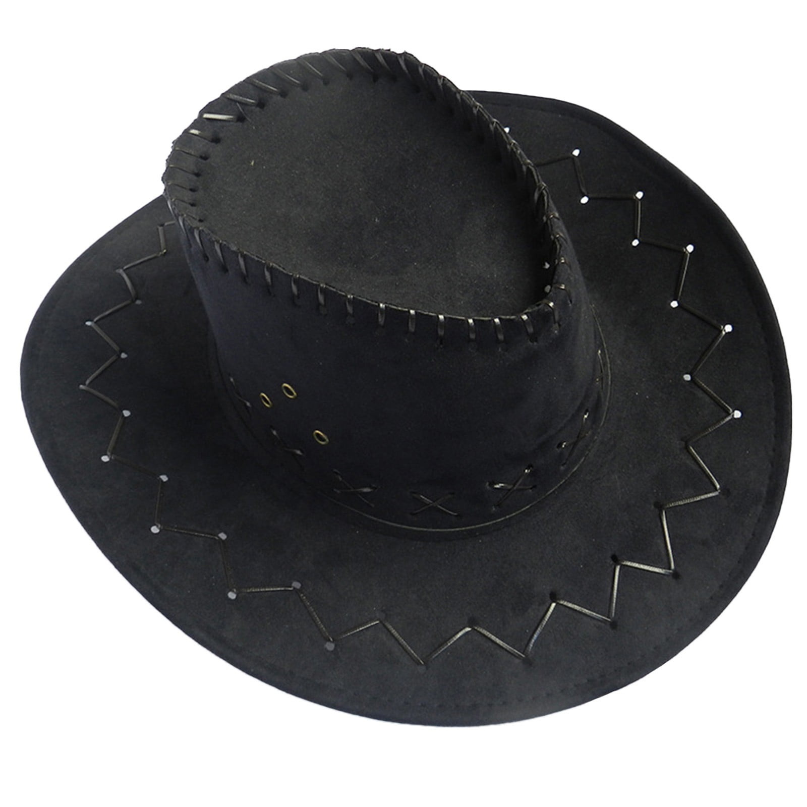 Pzocapte Women Men Summer Western Leather Cowhat Cowboy Hat Shapeable ...