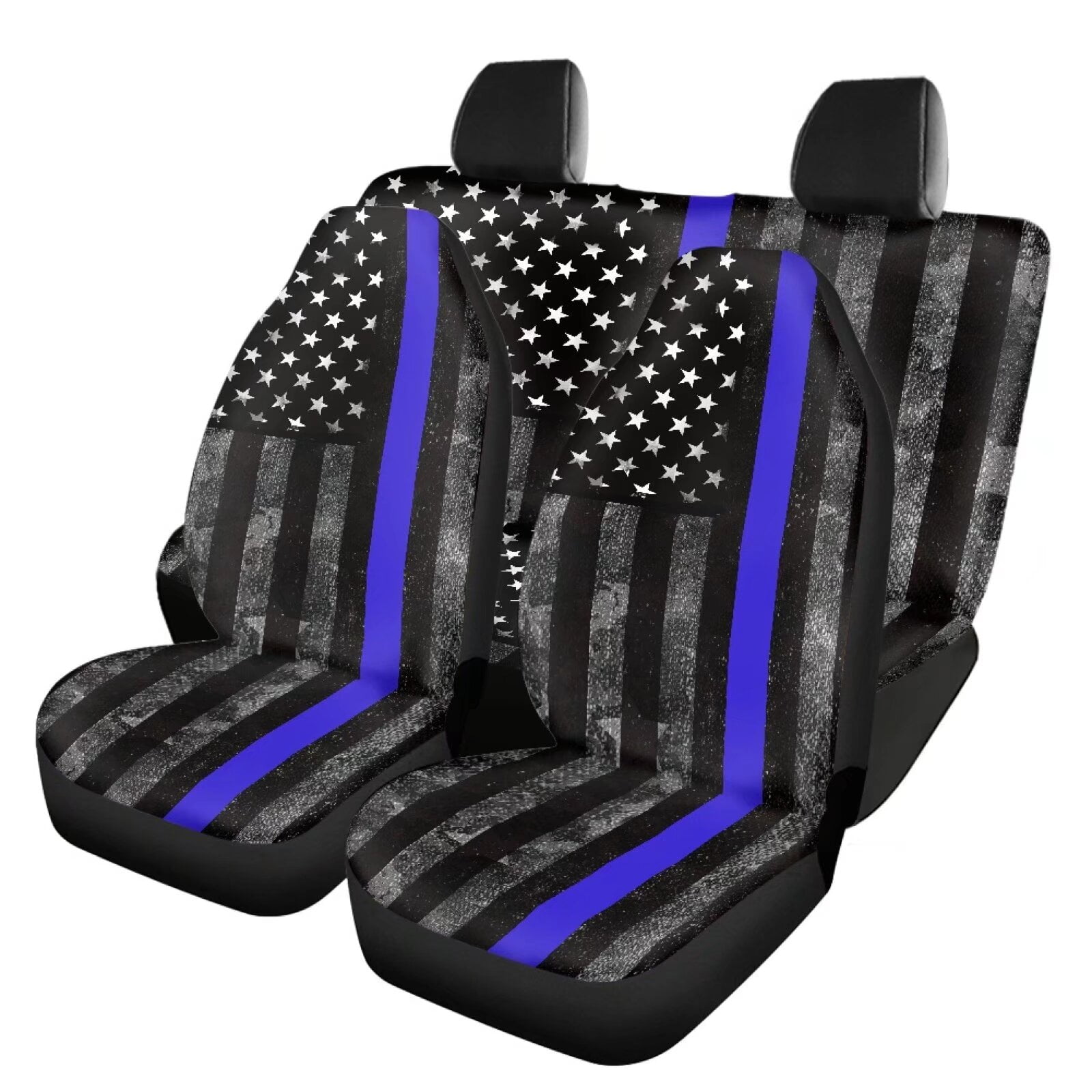 Pzuqiu American Flag Police Car Seat Covers Full Set Full Wrapping Edge ...