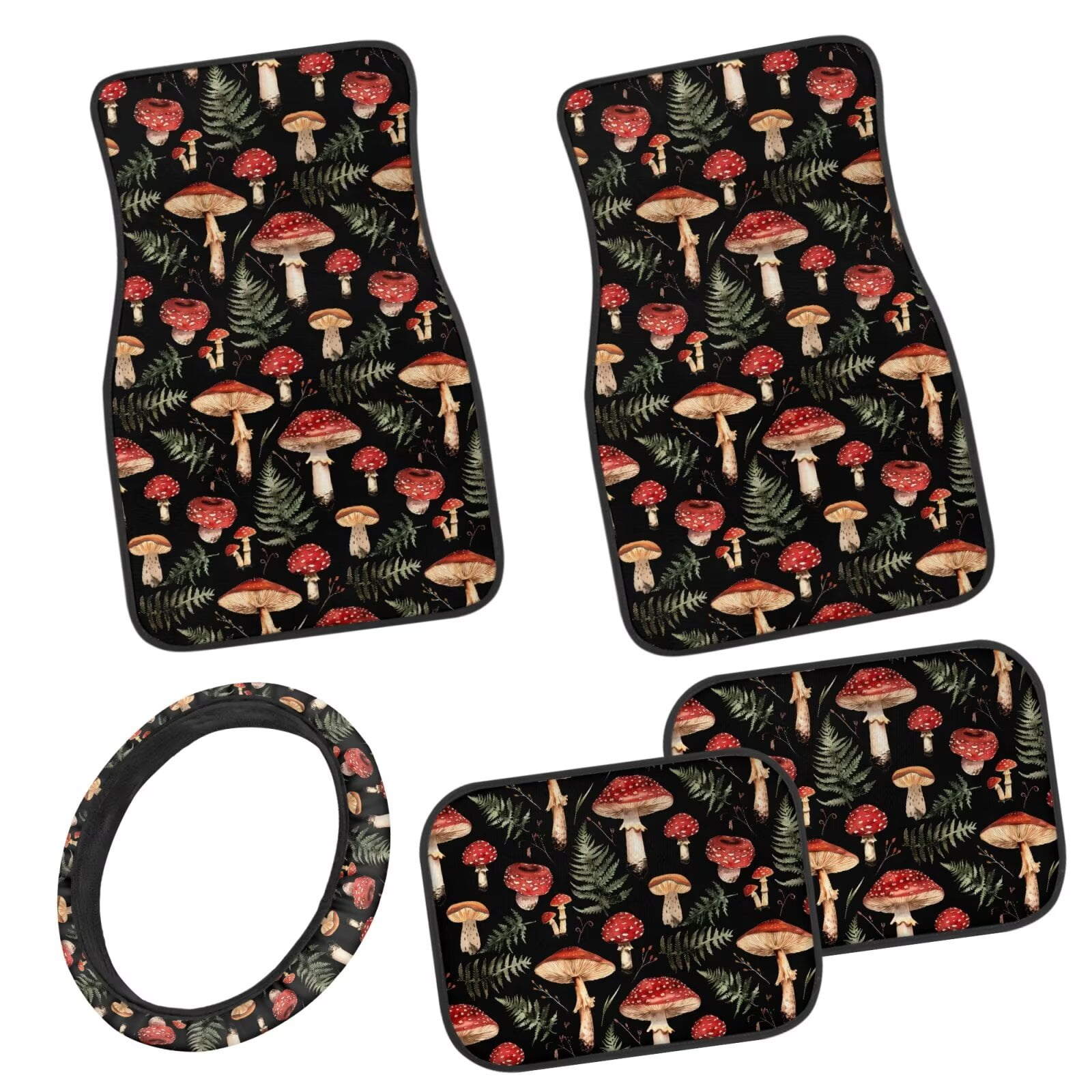 Pzuqiu Automotive Floor Mats with Vehicle Steering Wheel Cover Anti ...