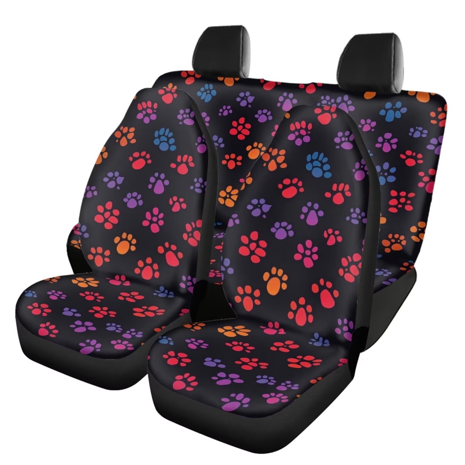 Pzuqiu Colorful paw prints Car Seat Cover Breathable Car Seat Covers ...