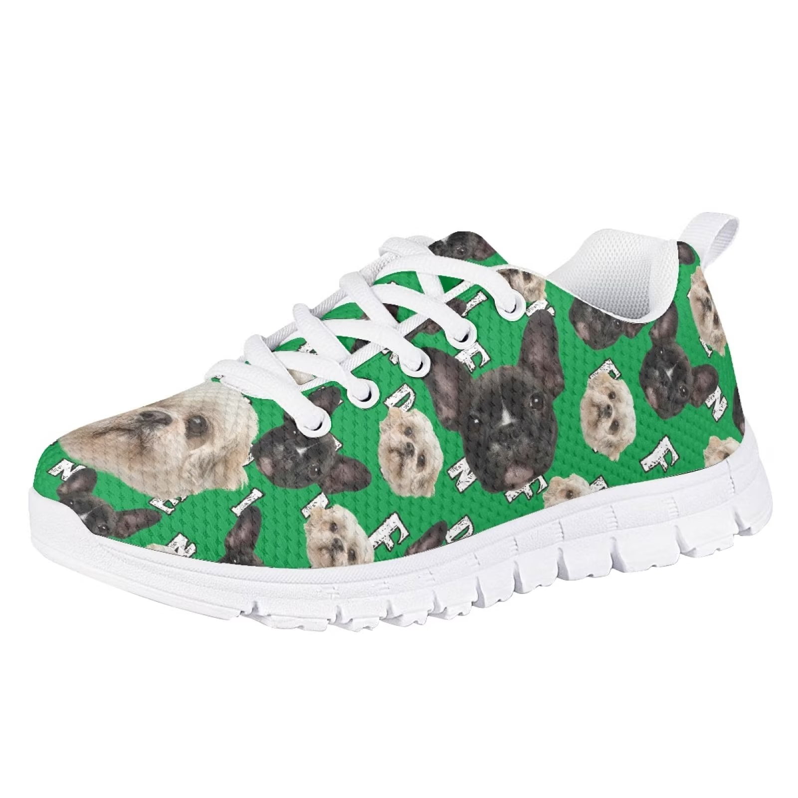 Pzuqiu Cute Bulldog Running Shoes for Girls Size 1 Kids Lace Up Tennis ...