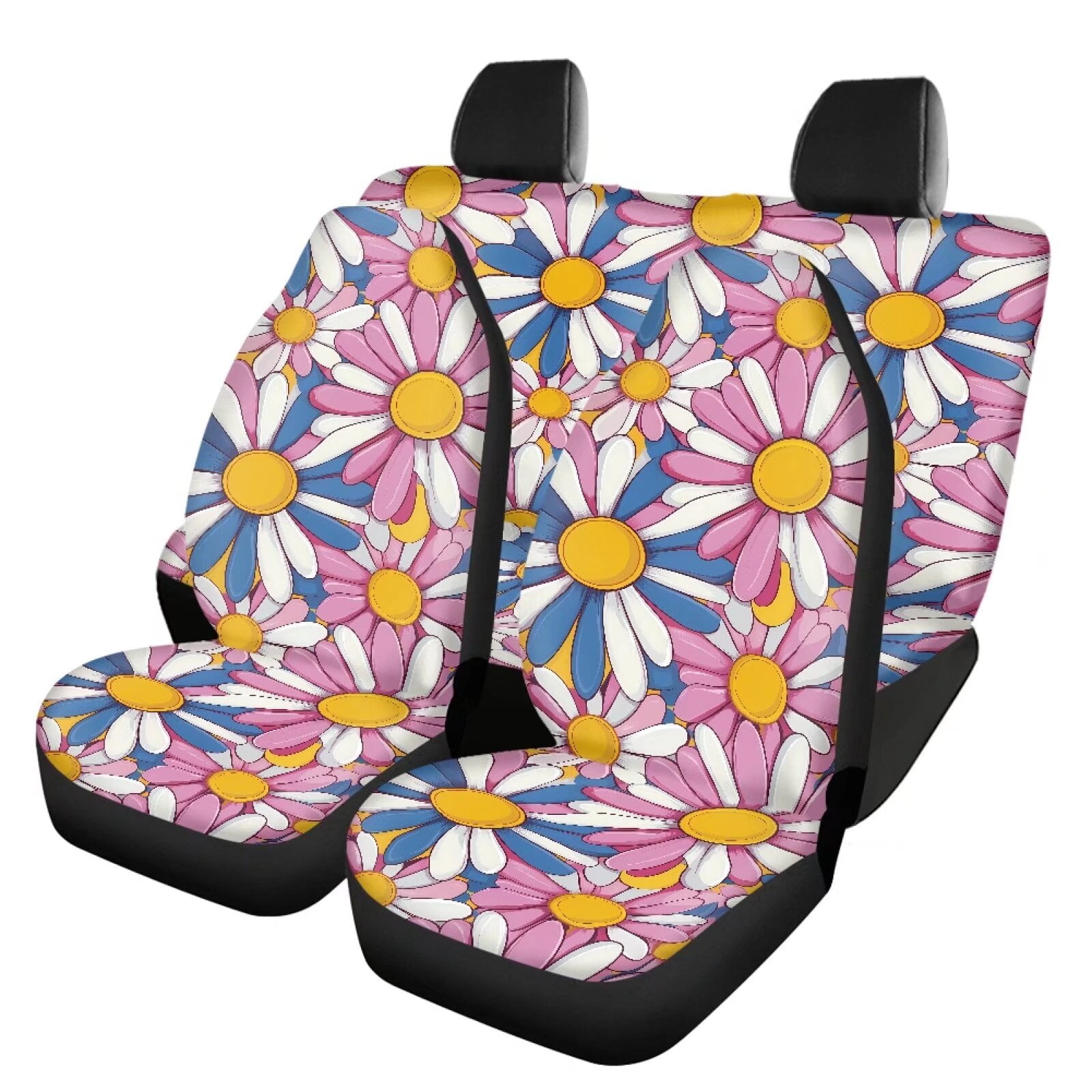Pzuqiu Daisy Style Full Set Universal Seat Covers for Cars Soft ...