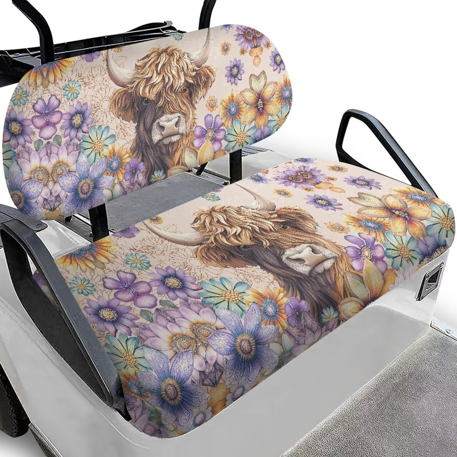 Pzuqiu Highland Cow Golf Cart Seat Cover Breathable Universal Boho ...