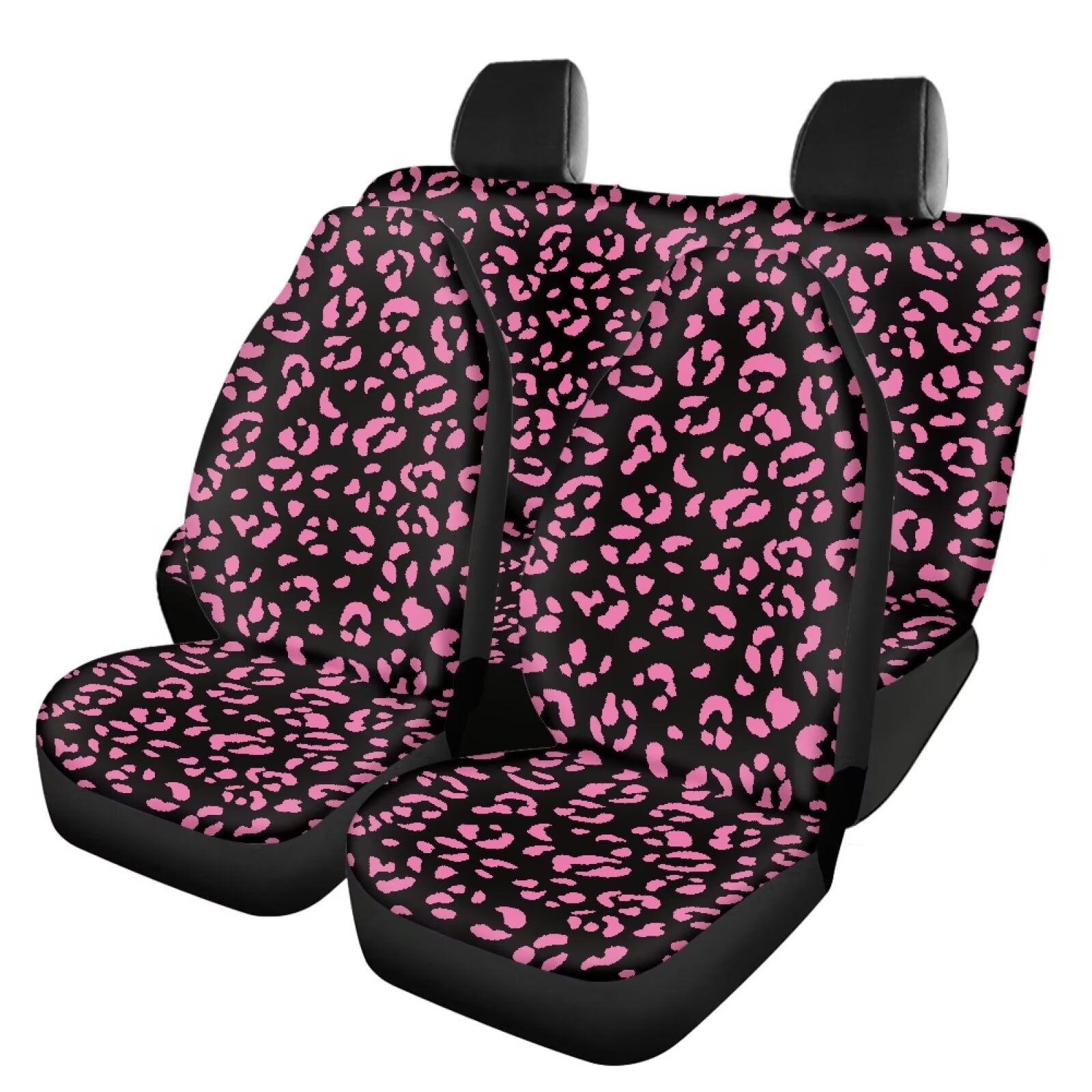 Pzuqiu Pink Leopard Car Seat Covers Full Set Soft Automotive Cover ...