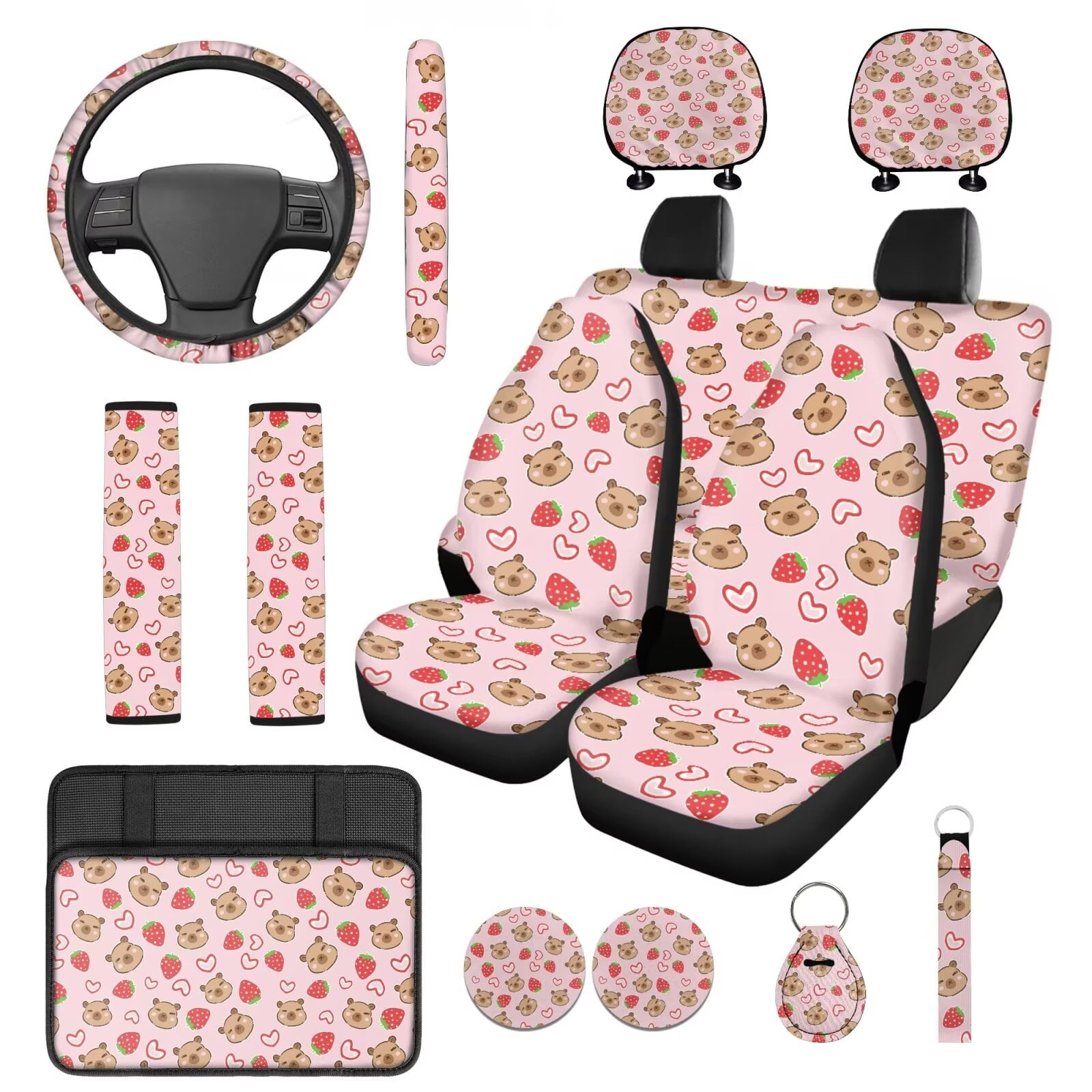 Pzuqiu SCute Capybara Strawberry Auto Interior Sets Car Seat Covers ...