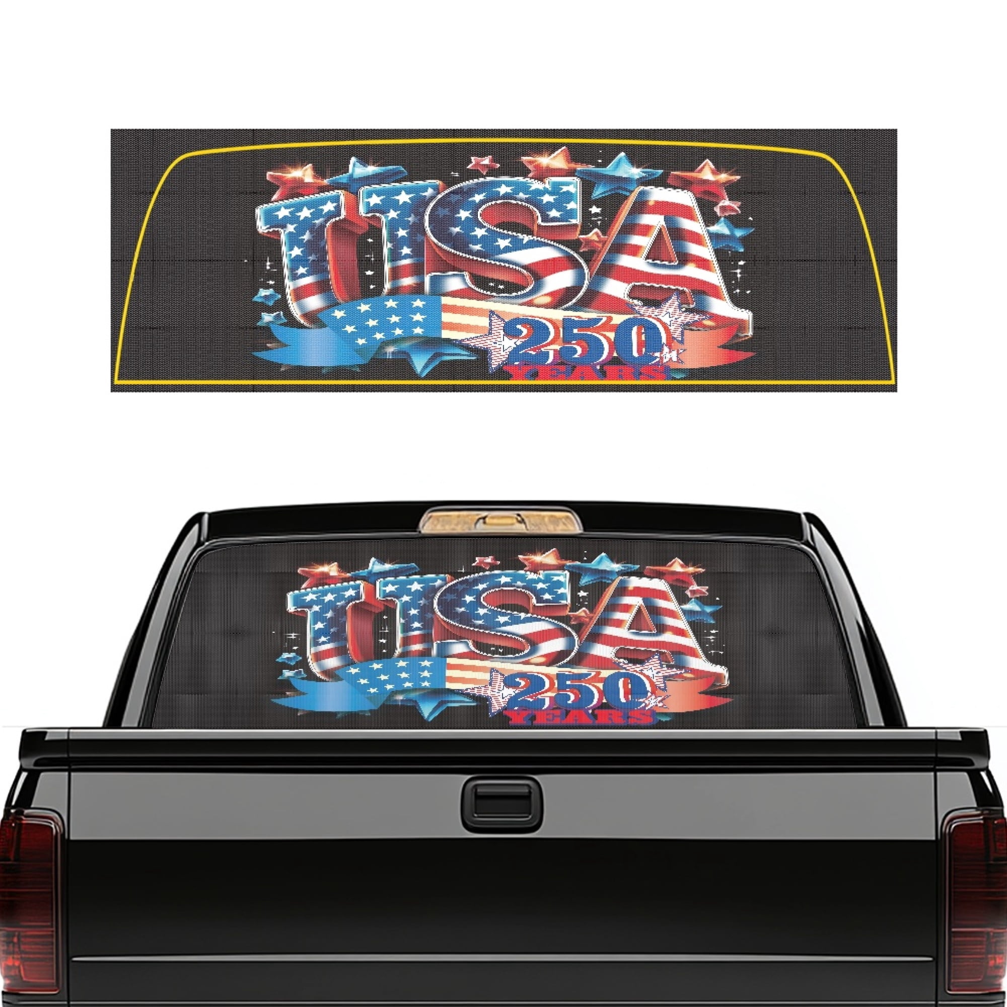 Pzuqiu USA 250 Years Patriotic Perforated Vinyl Back Window Decal 66.9 ...