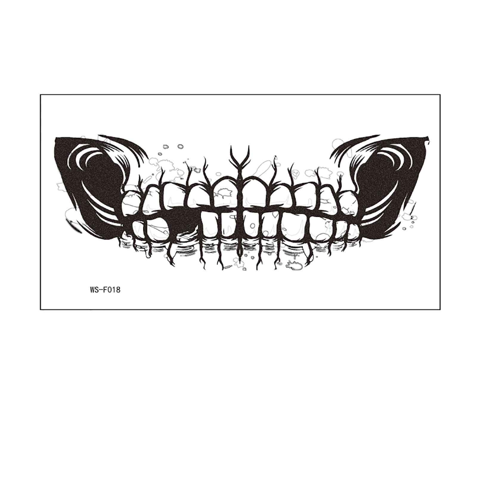 Pzvpluy Halloween Prank Makeup Temporary Tattoo Mouth Teeth Face ...