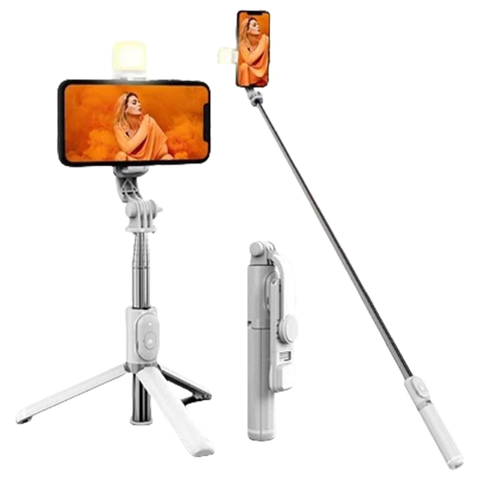 Q-612 White Handheld Gimbal Selfie Stick For Outdoor Travel Photography Retractable Stabilizer ...