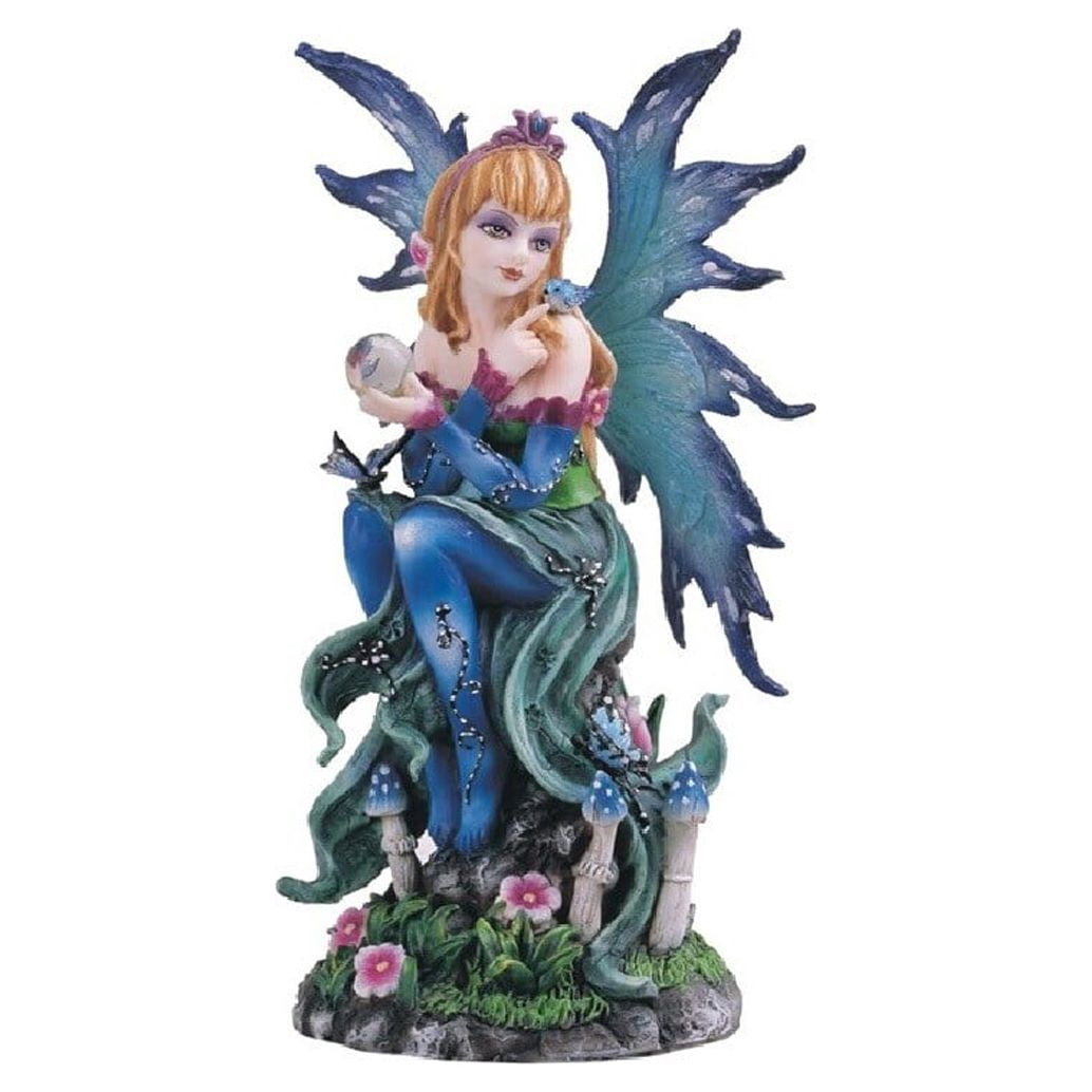 Q-Max 6"H Blue/Green Spring Fairy Holding Glass Ball Statue Fantasy ...