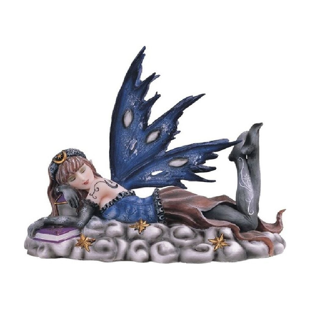 Q-Max 6"H Blue Moon Fairy Laying on Clouds with Stars Statue Fantasy ...