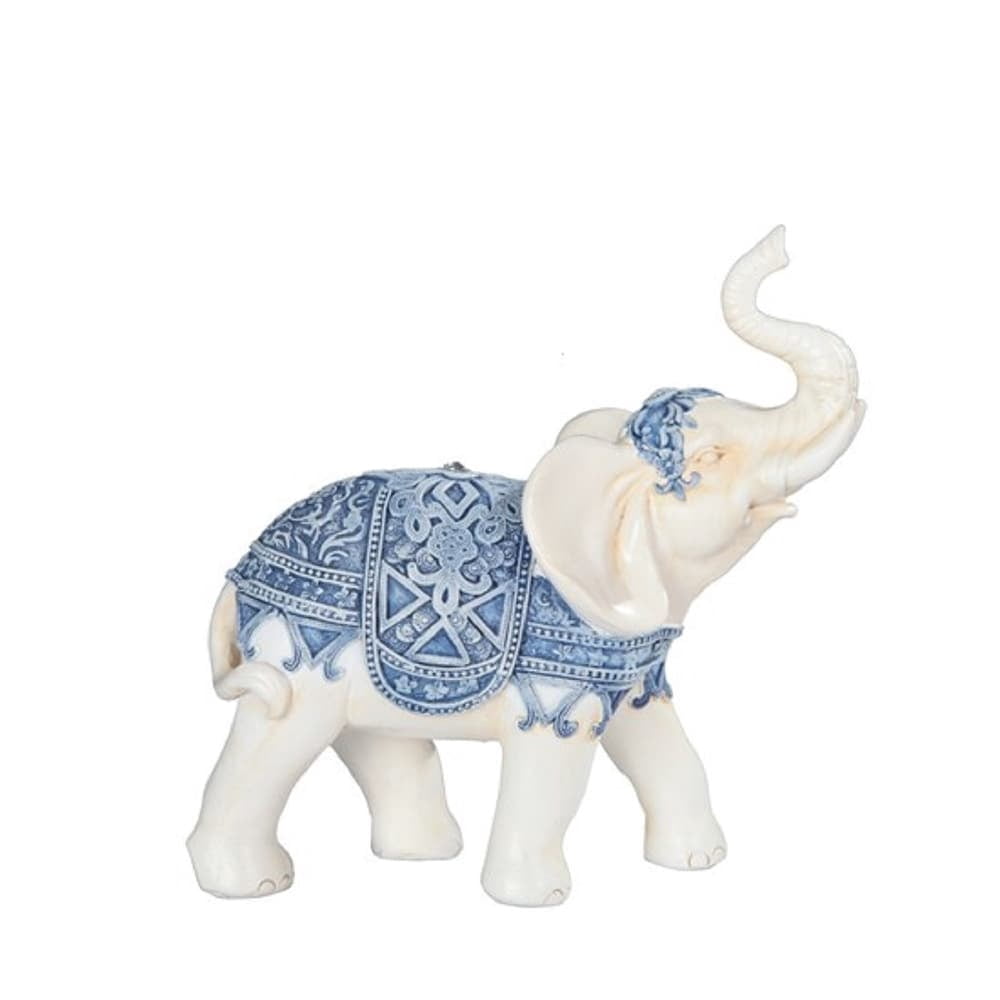 Q-Max 6"H Blue and White Thai Elephant Statue Feng Shui Decoration ...