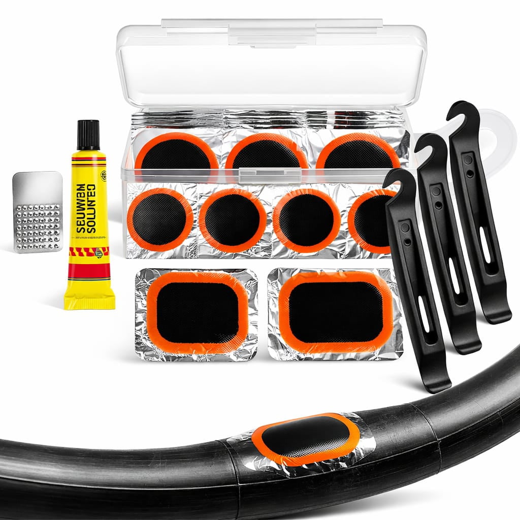 Q&Q BASICS 16pc Bike Tire Patch Repair Kit for Flat MTB, Road, BMX ...
