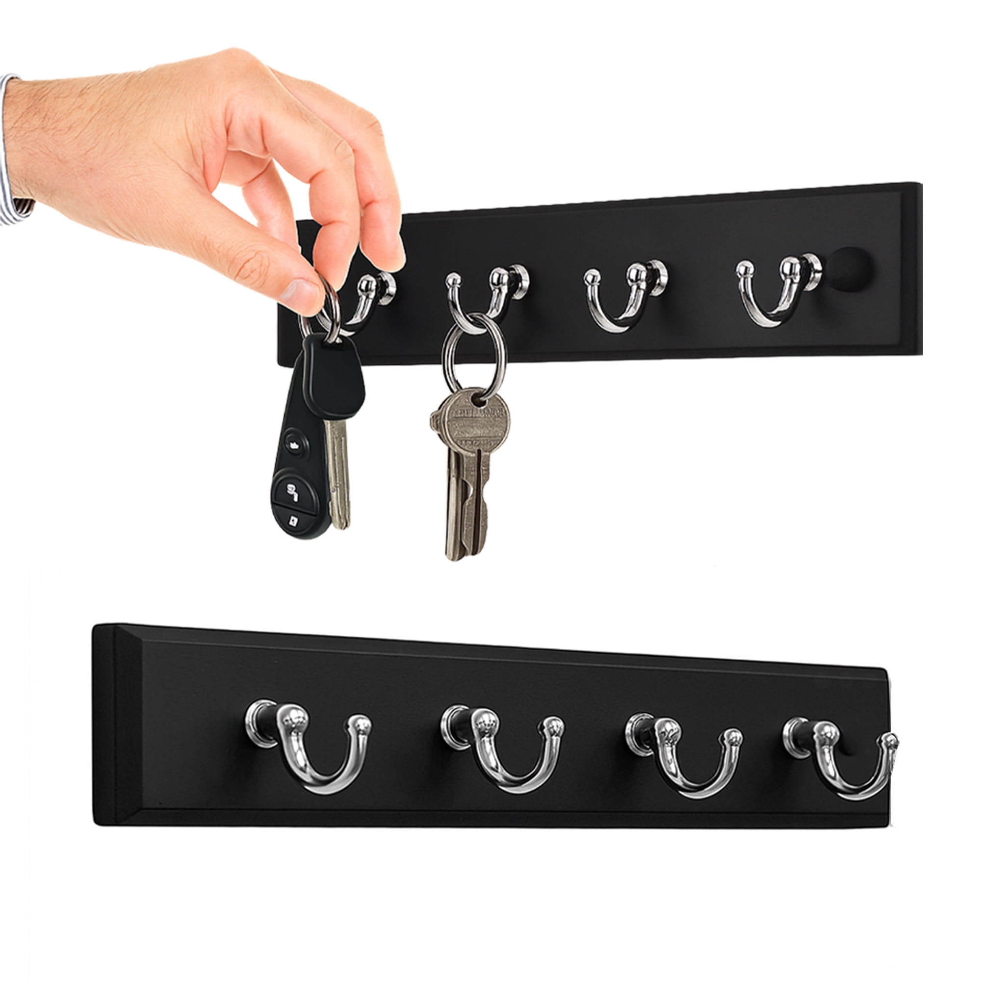 Q&Q BASICS Wall Mount Key Rack Hanger Holder 4 Hook Chain Storage Keys ...