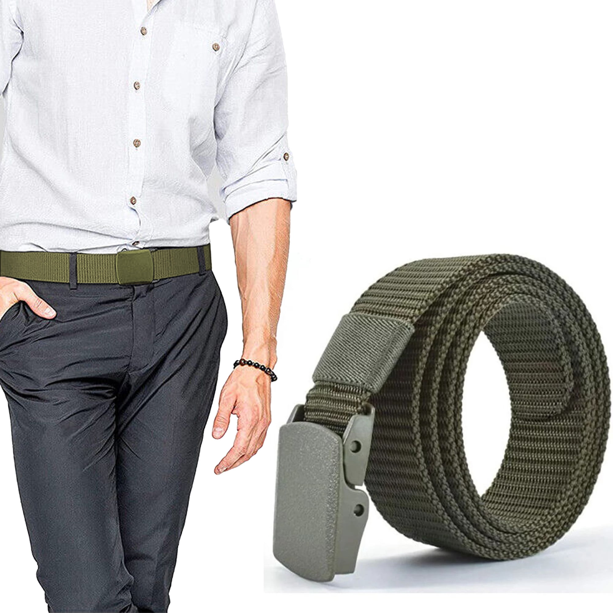 Q&Q ESSENTIALS Mens Belt Canvas Nylon Belts for Men with Plastic Cam ...