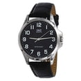 Q&Q QA06J305Y Men's Simplistic Leather Band Black Numbers Dial Analog ...
